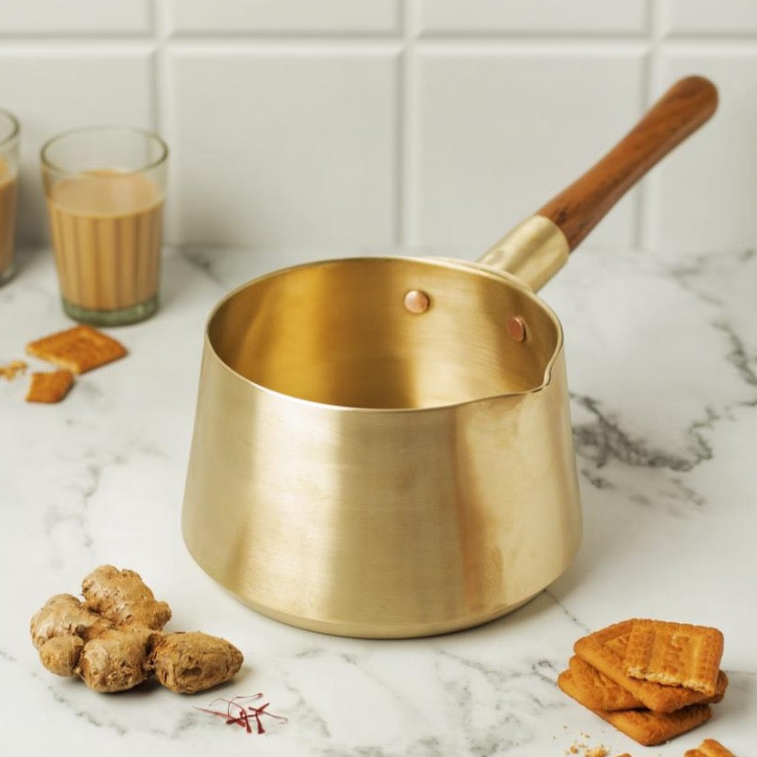 Bronze Chai Pan with a Teak Wooden Handle – Curated Products Private ...