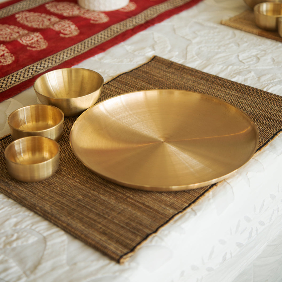 Kansa/Bronze Plate set ( Plate + 3 Katori ) – Curated Products Private ...